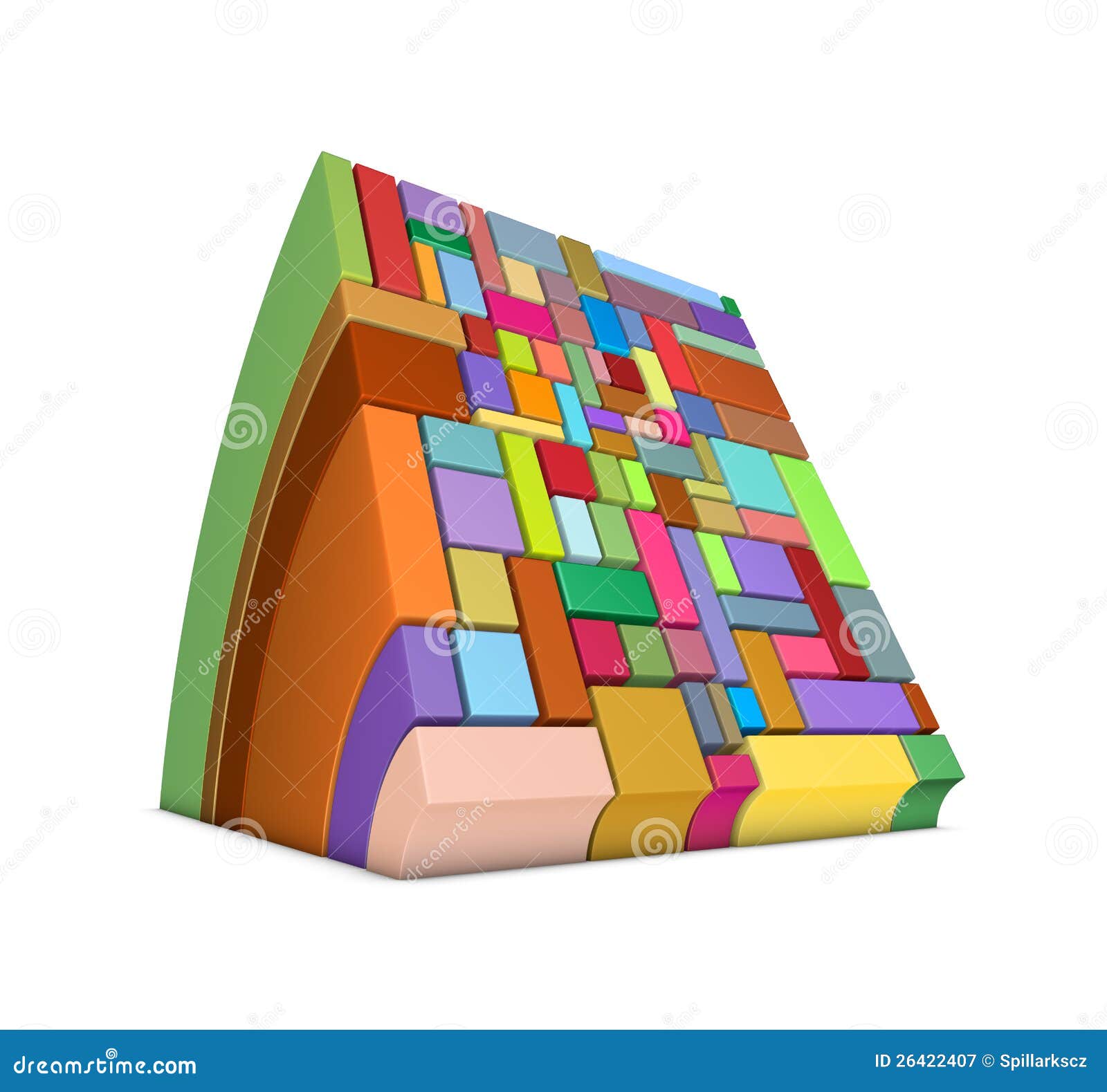 3d Square Curved Shapes in Rainbow Color Stock Illustration ...