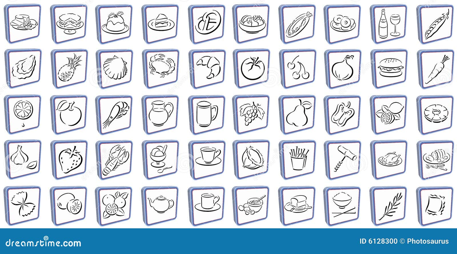 3D-Squares with Food Symbols Stock Illustration - Illustration of fresh ...