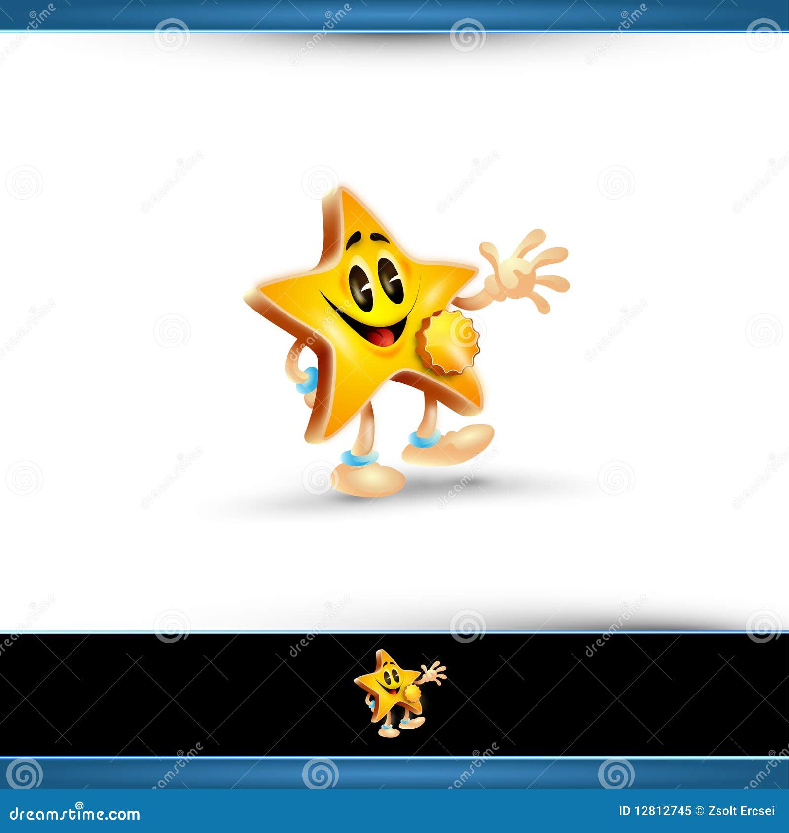 3D Start Character Smiling stock illustration. Illustration of medal ...