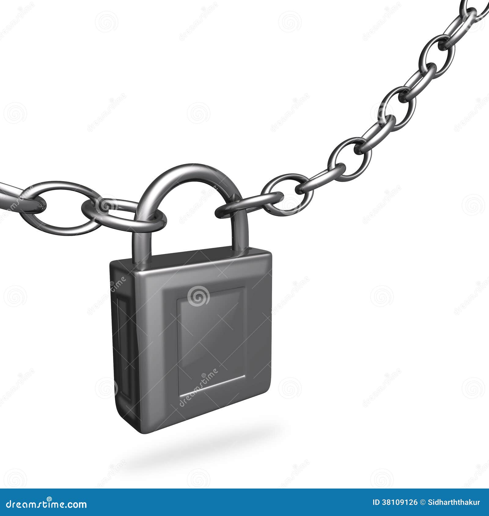 3D Steel Lock and Chain stock illustration. Illustration of conceptual ...