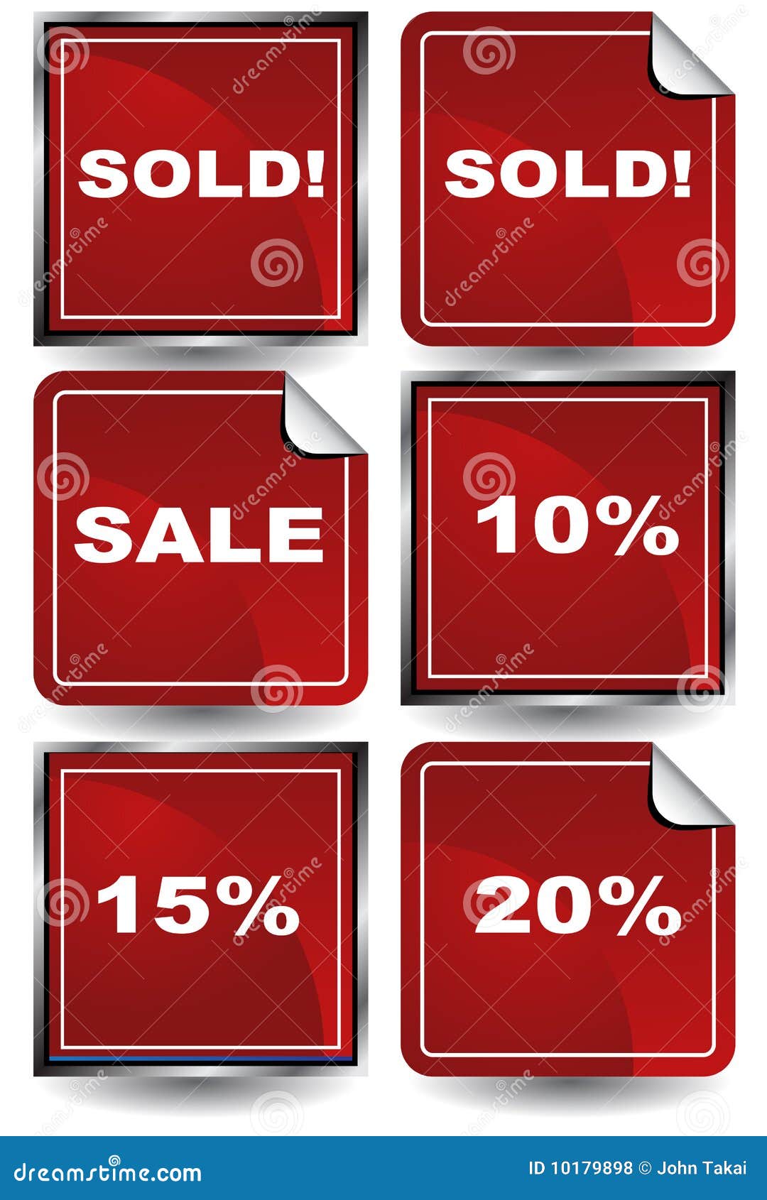 3D Sticker Set - Sold Vector Illustration | CartoonDealer.com #10179898