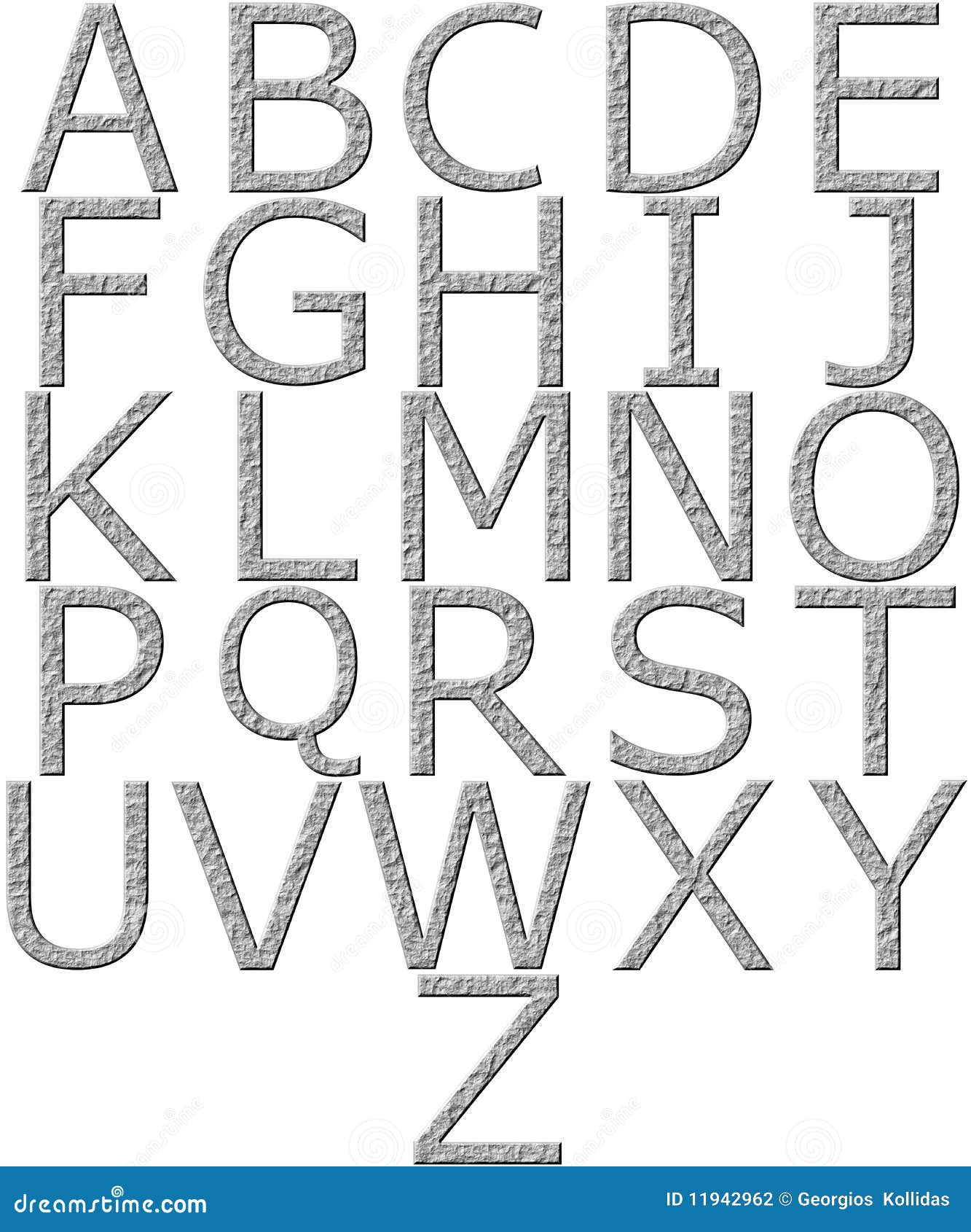 3D Stone Alphabet stock illustration. Illustration of alphabet - 11942962