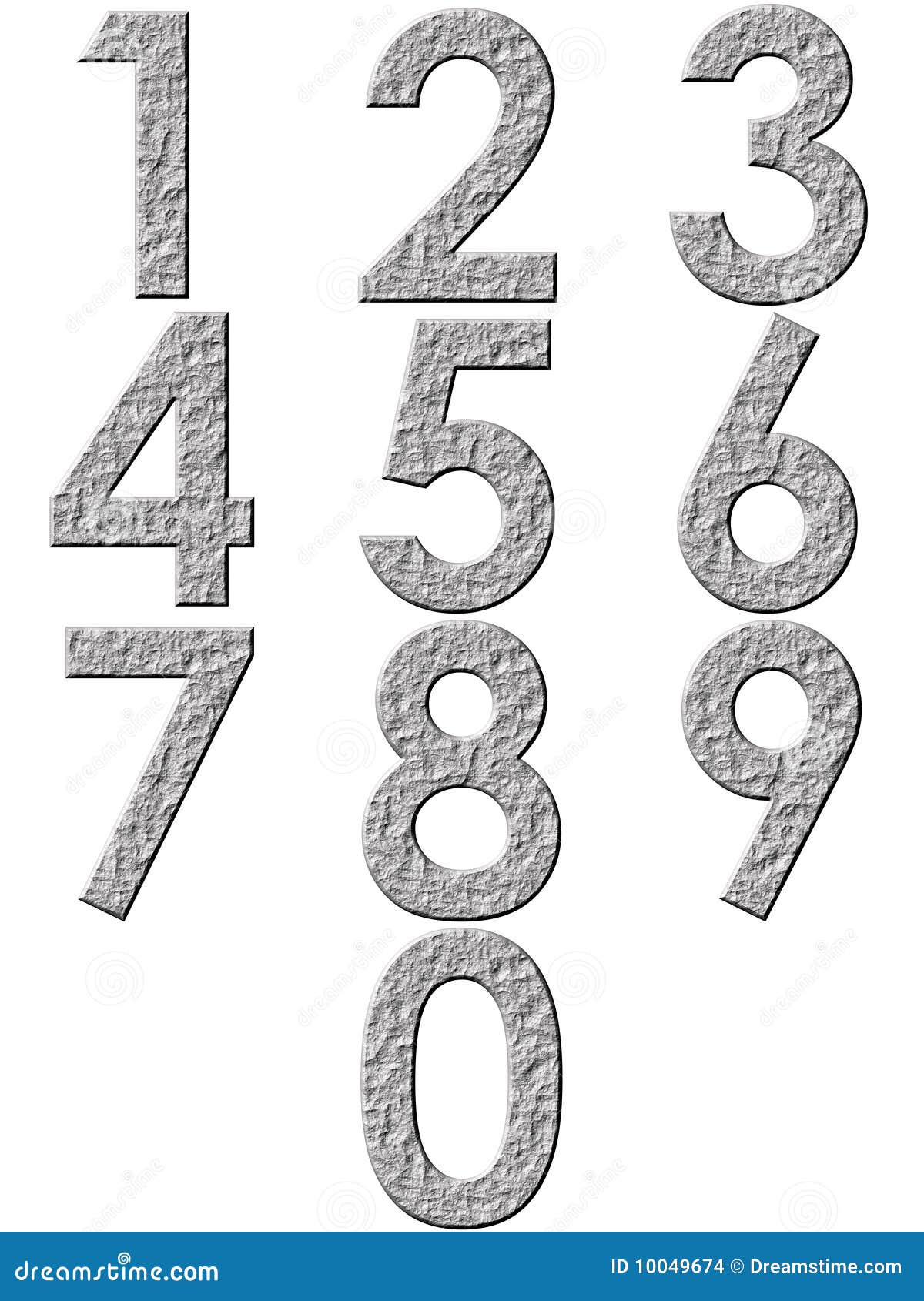3D Stone Numbers stock illustration. Illustration of gray - 10049674