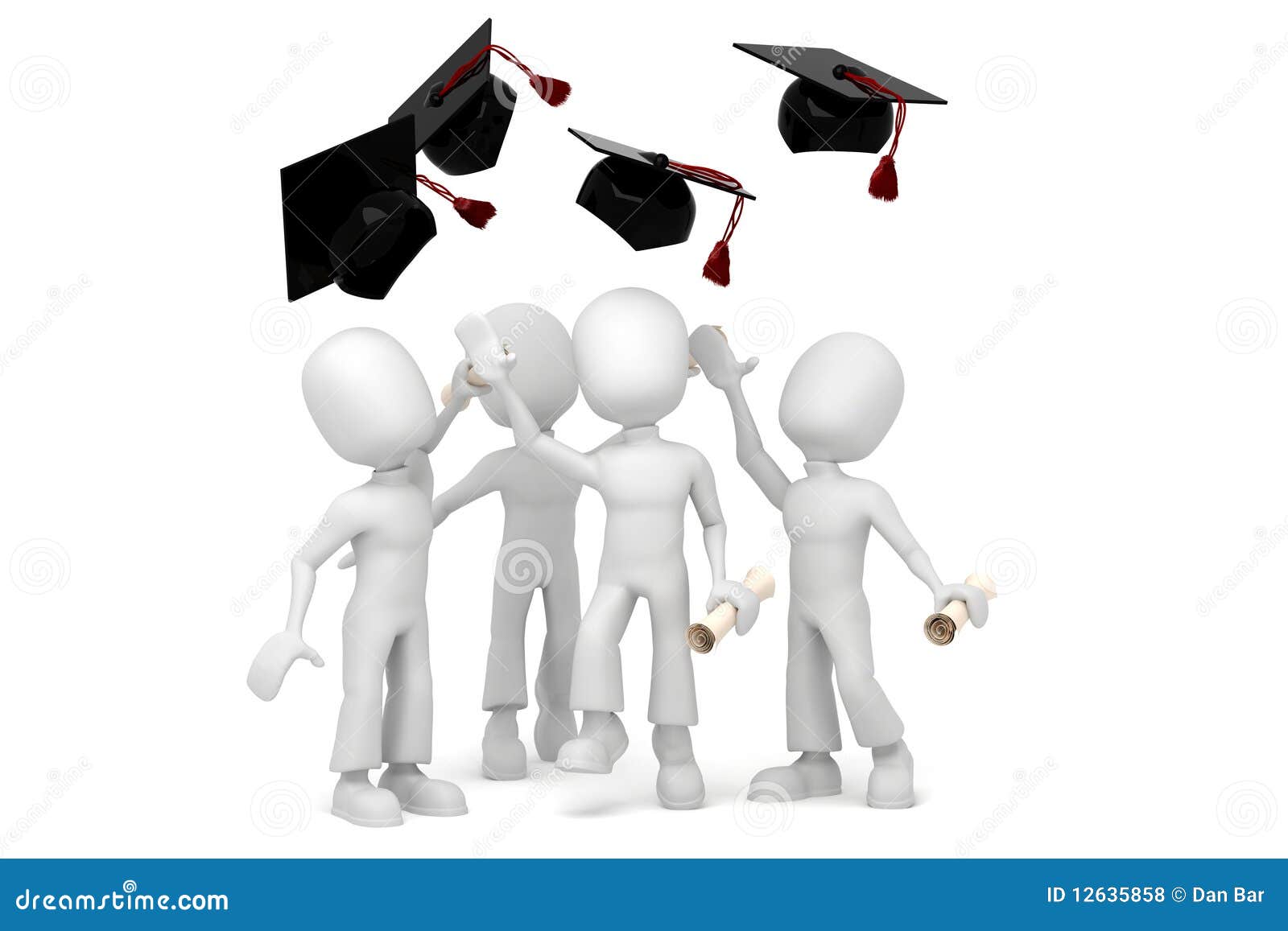 3d Students Jumping for Final Colege Graduation Stock Illustration ...