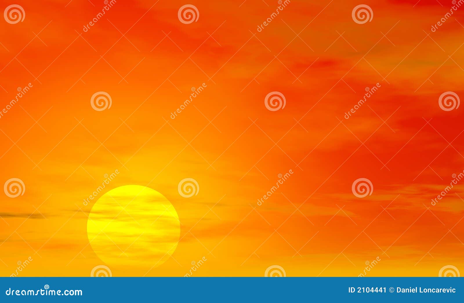 3D Sunset stock illustration. Illustration of orange, clouds - 2104441