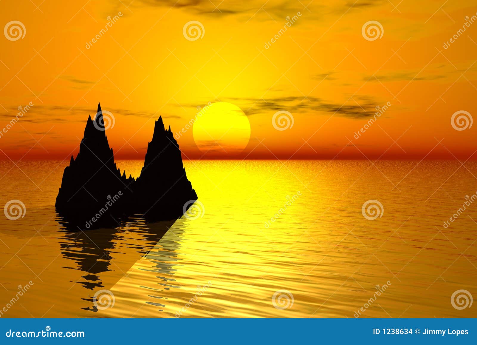 3D Sunset Landscape stock illustration. Illustration of landscape - 1238634