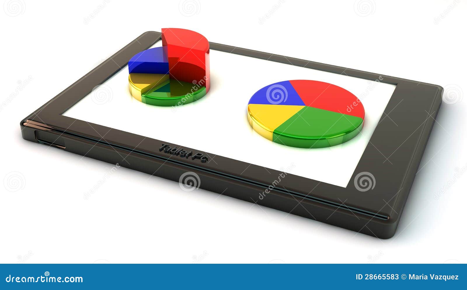 3d Tablet pc with graphic stock illustration. Illustration of cellular ...