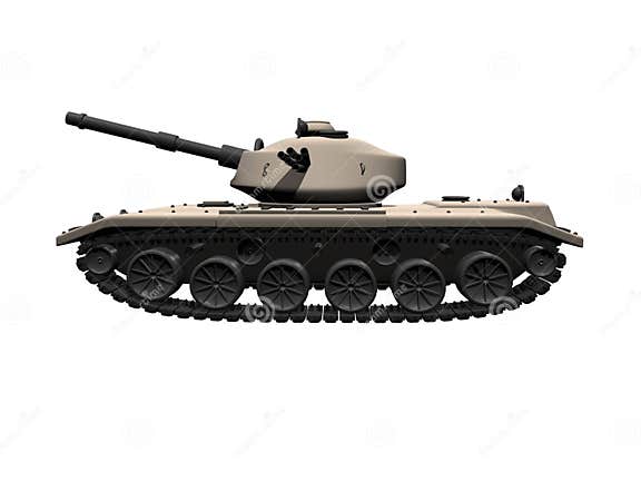 3D Tank Side View on White Background Stock Illustration - Illustration ...