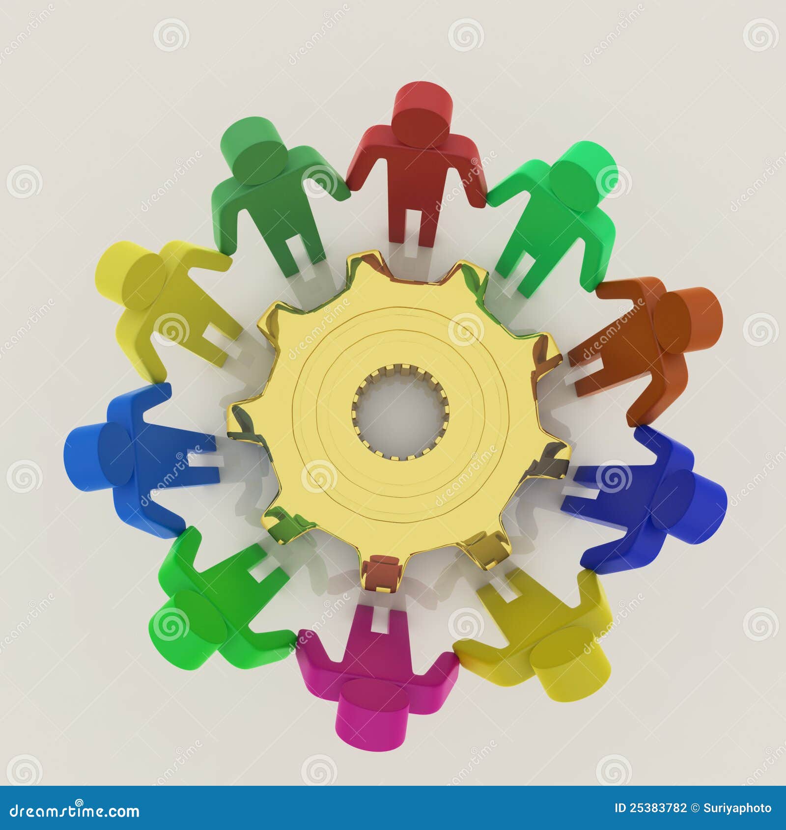3D Teamwork with Gear To Success Stock Illustration - Illustration of ...