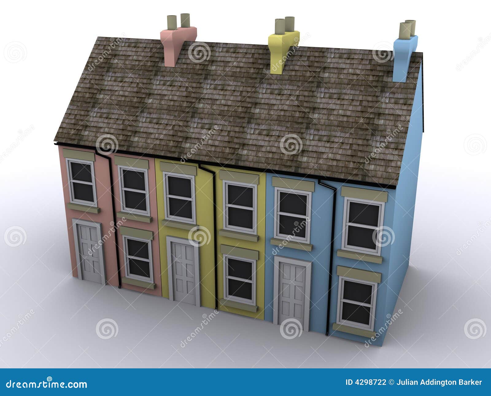 3D Terrace House stock illustration. Illustration of clones - 4298722
