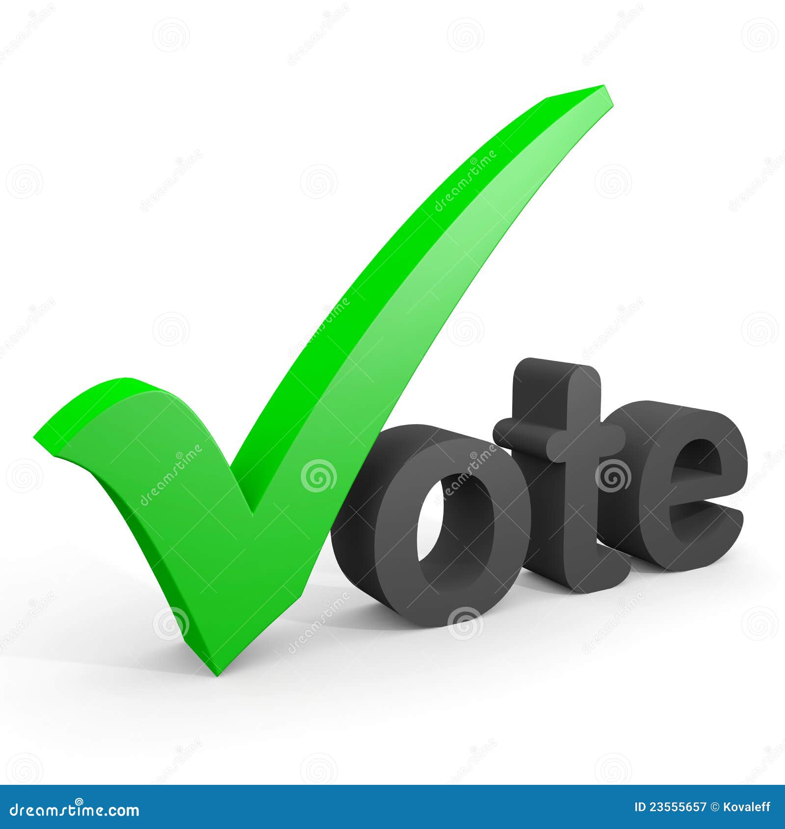 3D Text Vote. Green Tick Replacing Letter V Stock Illustration ...