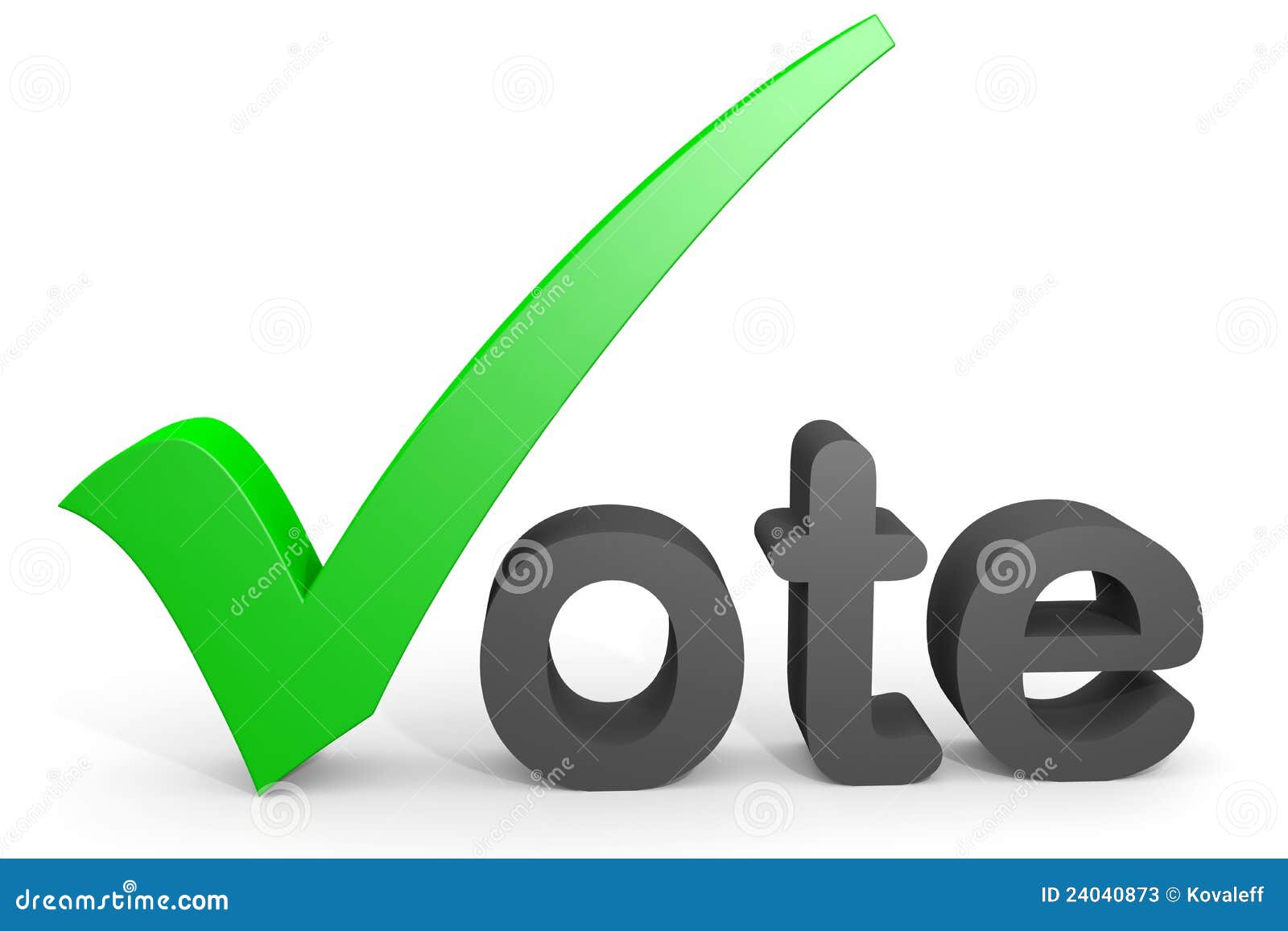 3D Text Vote. Green Tick Replacing Letter V. Stock Illustration ...