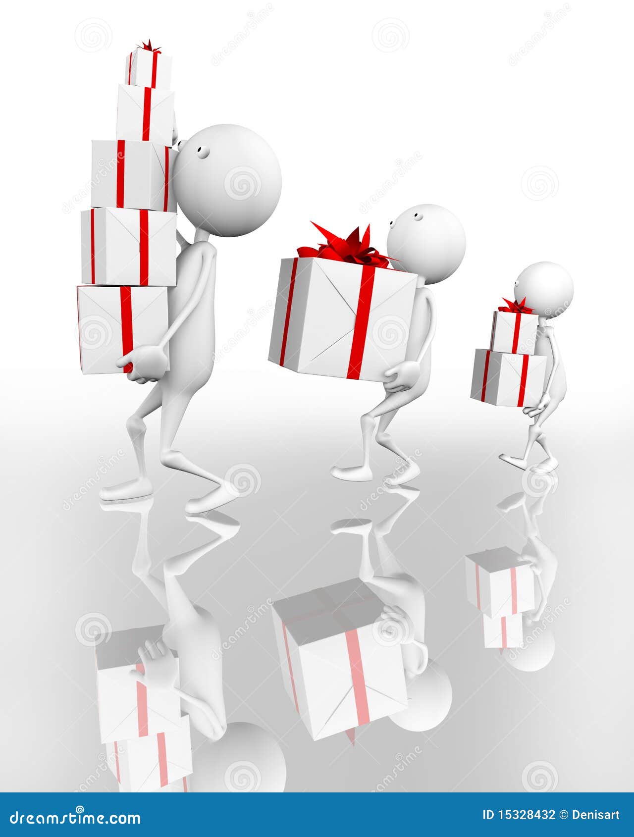 3d Three people have gifts stock illustration. Illustration of human ...