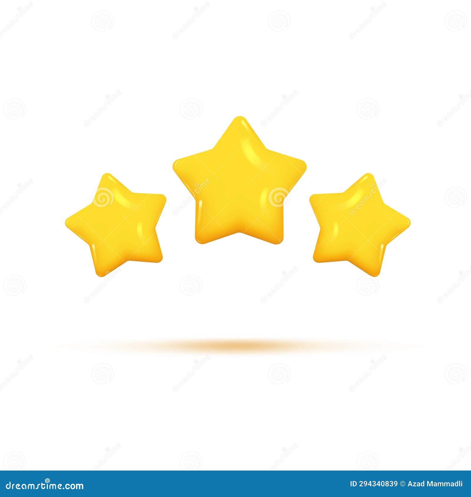 3d Three Stars, Glossy Yellow Colors. Vector Stock Vector ...