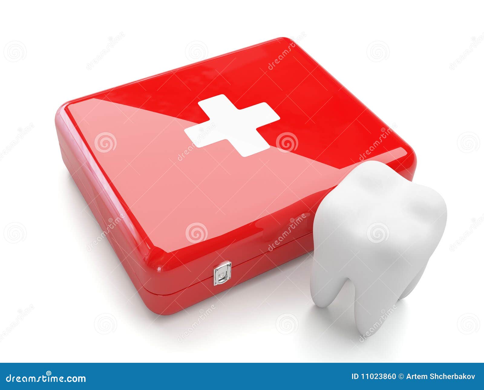 3d tooth and frist aid kit stock illustration. Illustration of cartoon ...