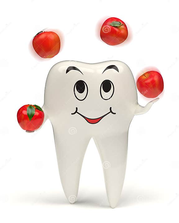 3d Tooth Juggling with Red Apples Stock Illustration - Illustration of ...