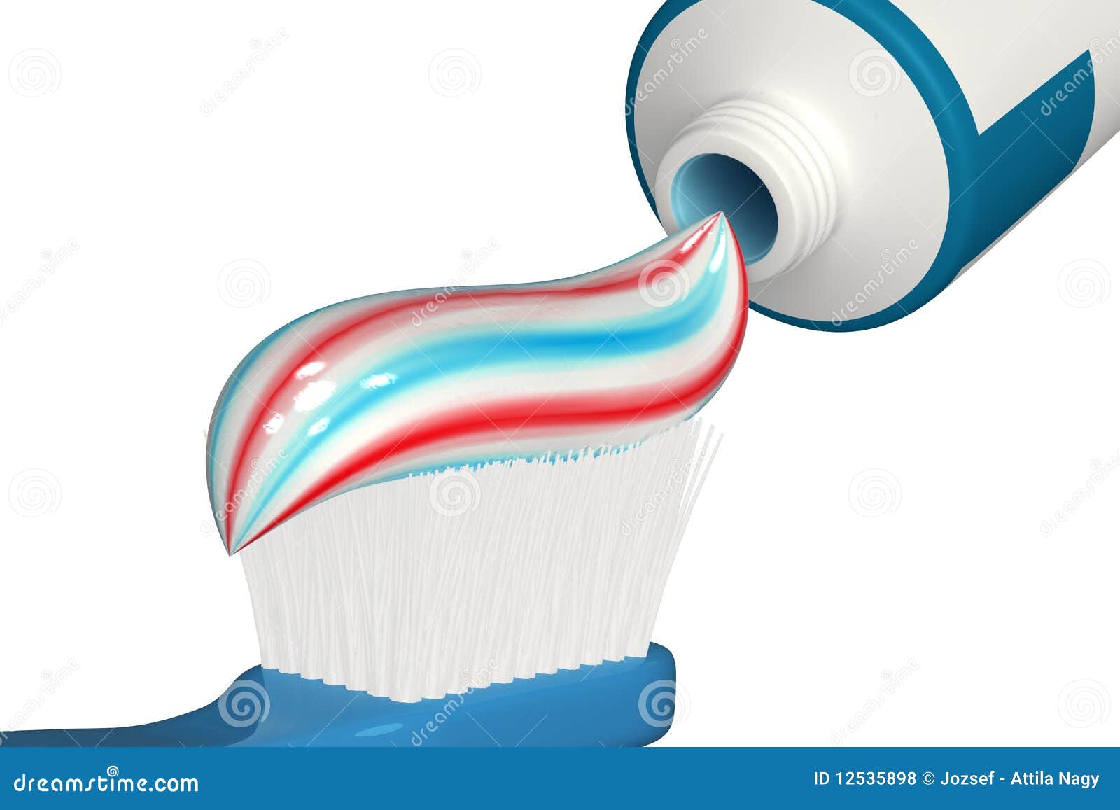 3d Toothpaste on Toothbrush Icon Isolated on White Stock Illustration ...