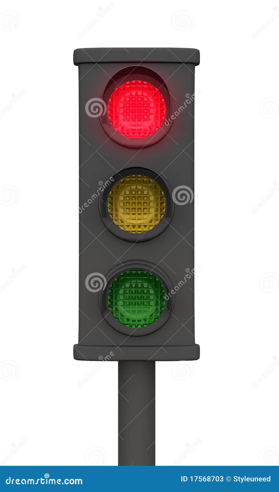 3D Traffic Lights Black - Red Active Stock Illustration - Illustration ...