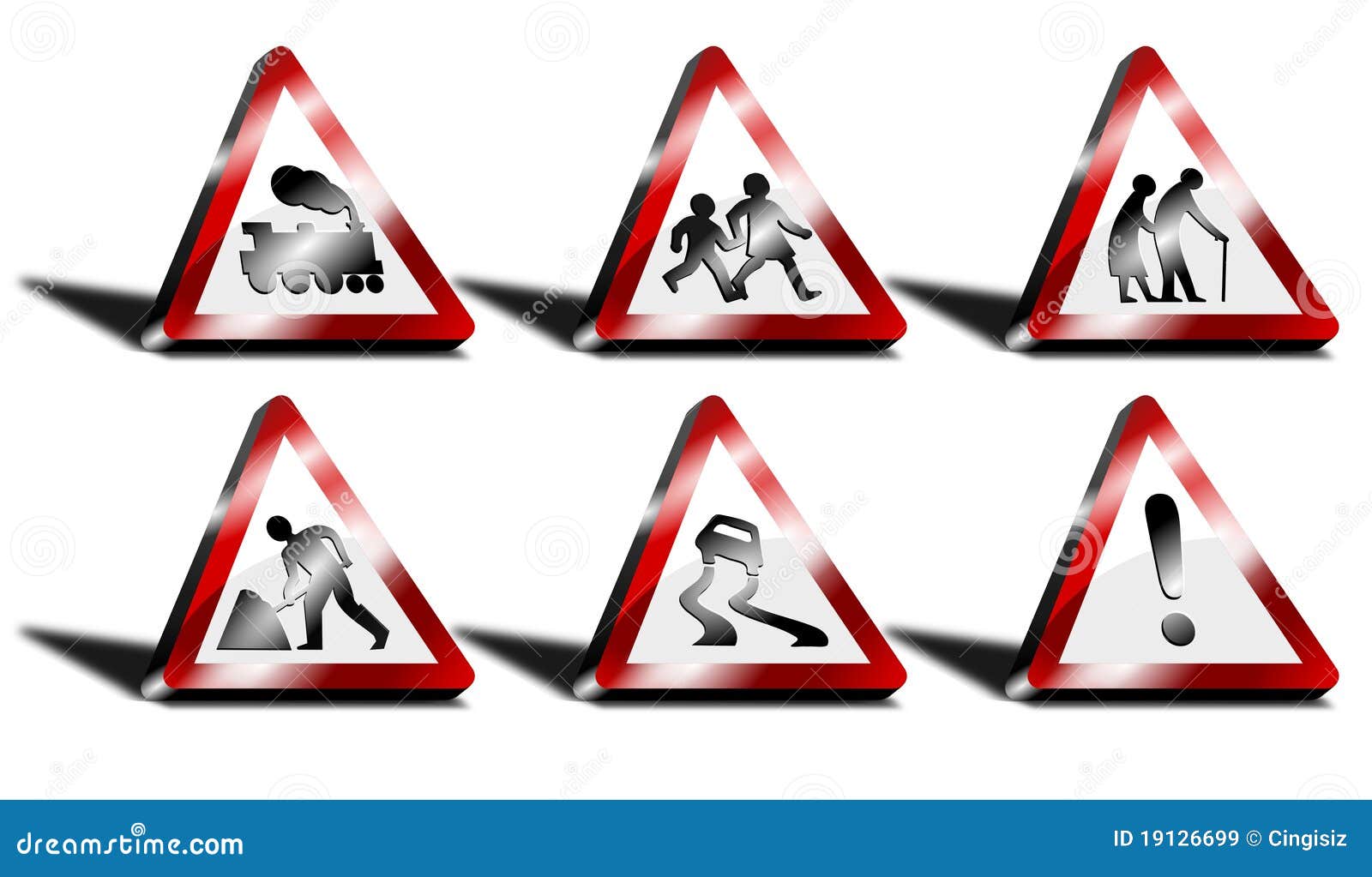 3d triangle road signs stock illustration. Illustration of illustrated ...