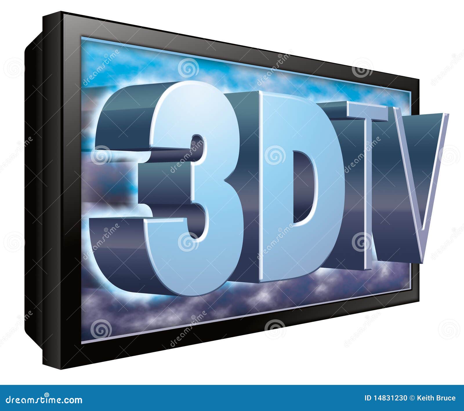 3D TV or 3DTV Television stock illustration. Illustration of plasma ...
