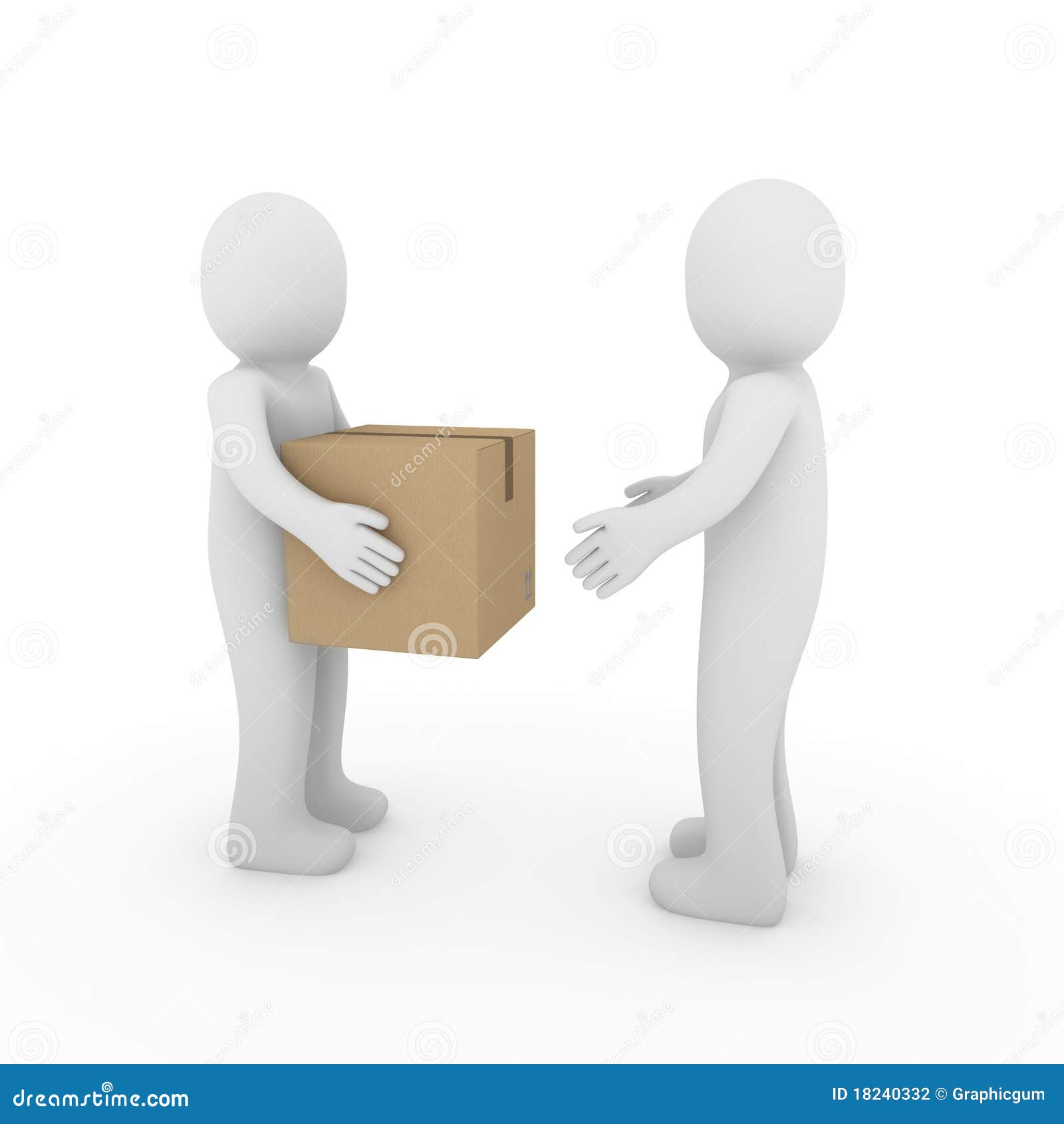 3d Two Human Package Shipping Box Stock Illustration - Illustration of ...