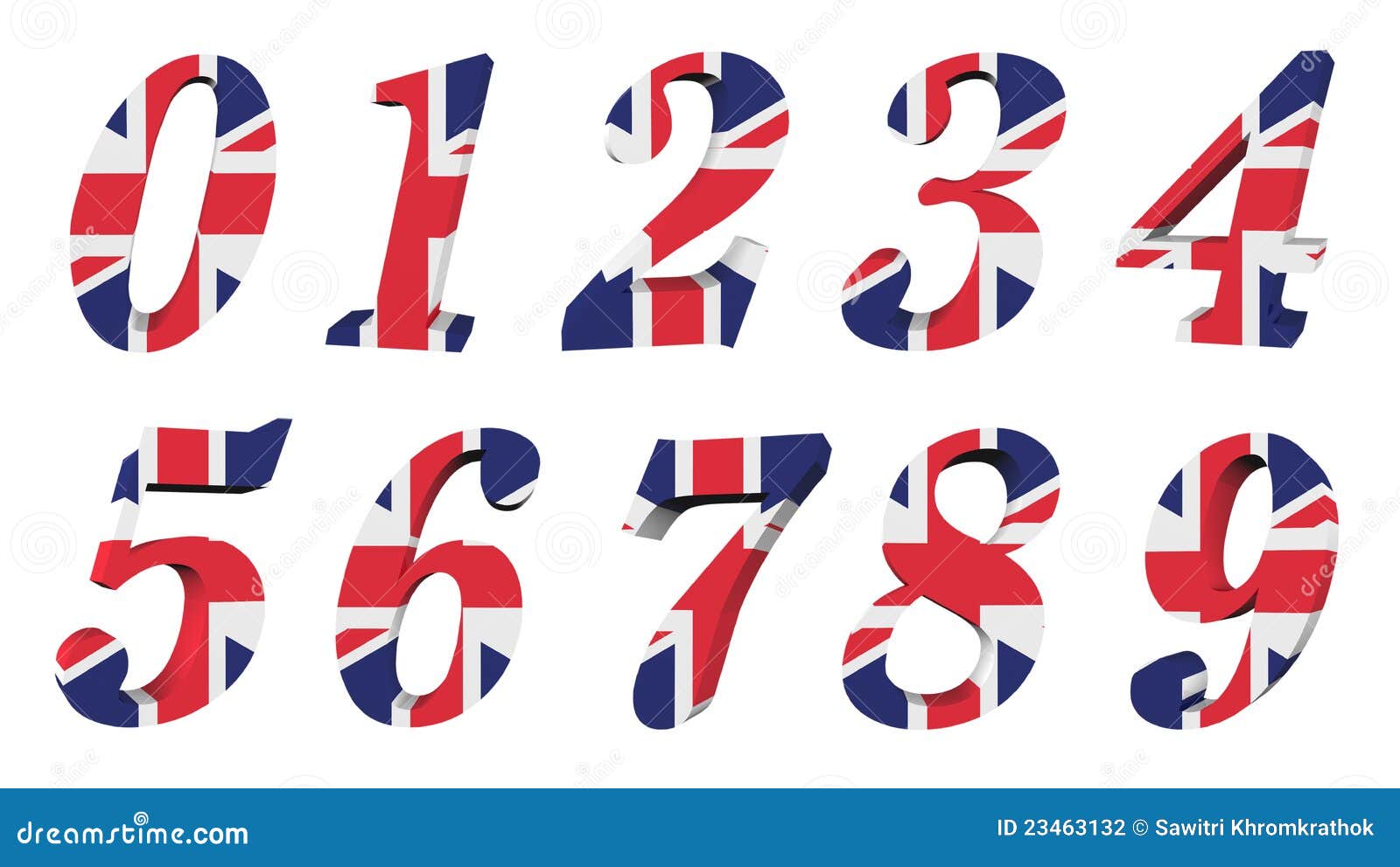 3d UK Flag Collection - Number Stock Photography - Image: 23463132