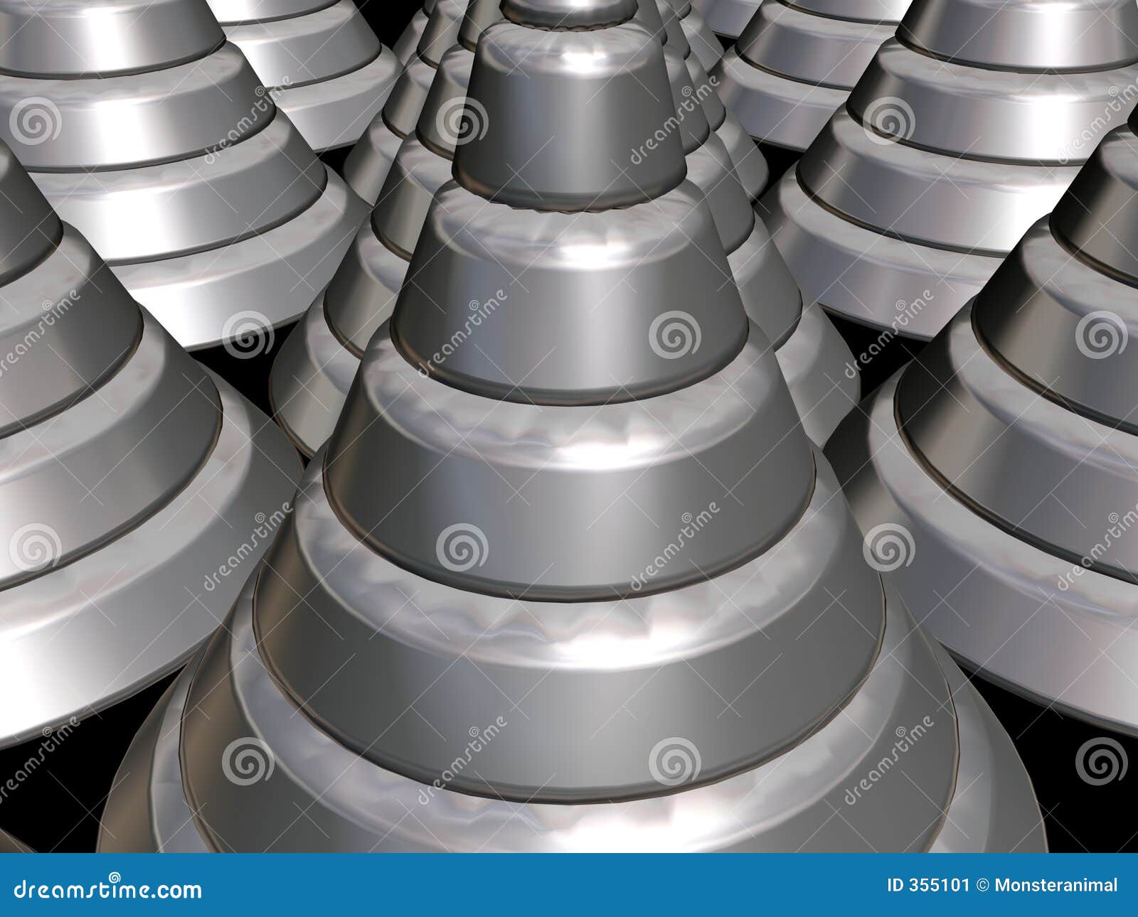 3D-Urban metallic cones stock illustration. Illustration of background ...