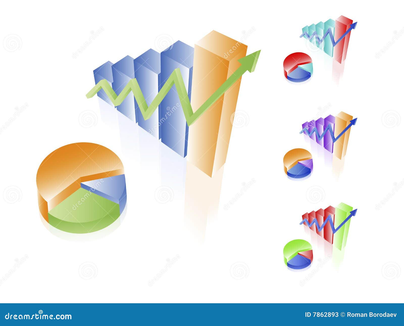 3D vector charts. stock vector. Illustration of market - 7862893