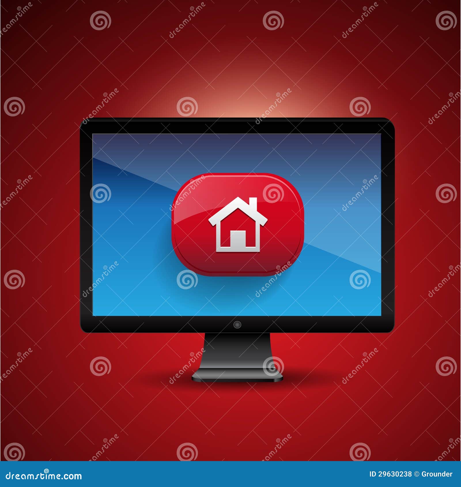 3d Vector Home Icon Design on Pc Screen Stock Vector - Illustration of ...
