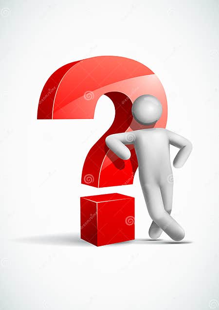 3d Vector Man Leaning Question Mark Symbol. Stock Vector - Illustration ...