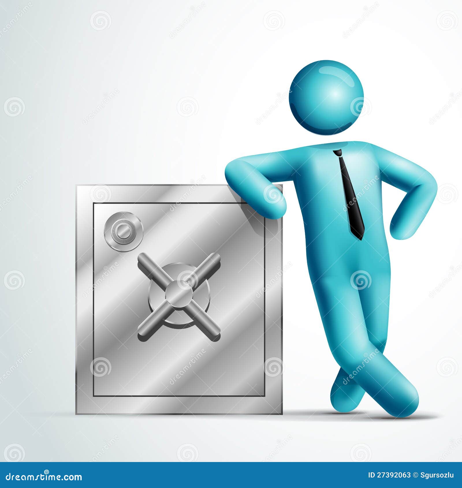 3d Vector Man Leaning on a Safe. Stock Vector - Illustration of safety ...