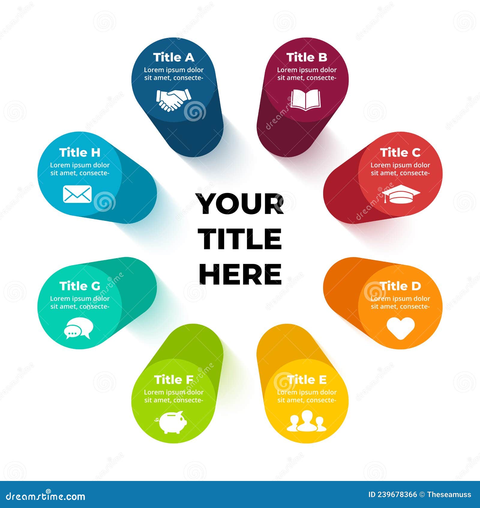 3D Vector Perspective Infographic. Presentation Slide Template. 8 Step ...