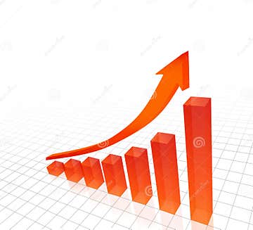3d Vector of Rising Red Bar Chart with Arrow Stock Vector ...