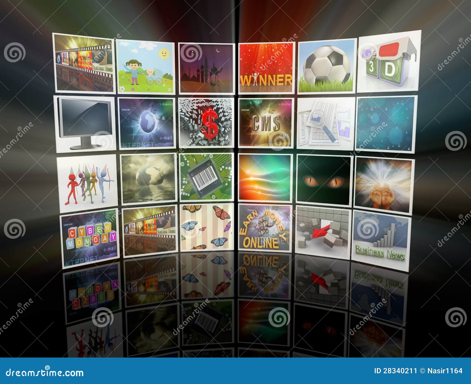 3d video wall stock illustration. Illustration of flat - 28340211