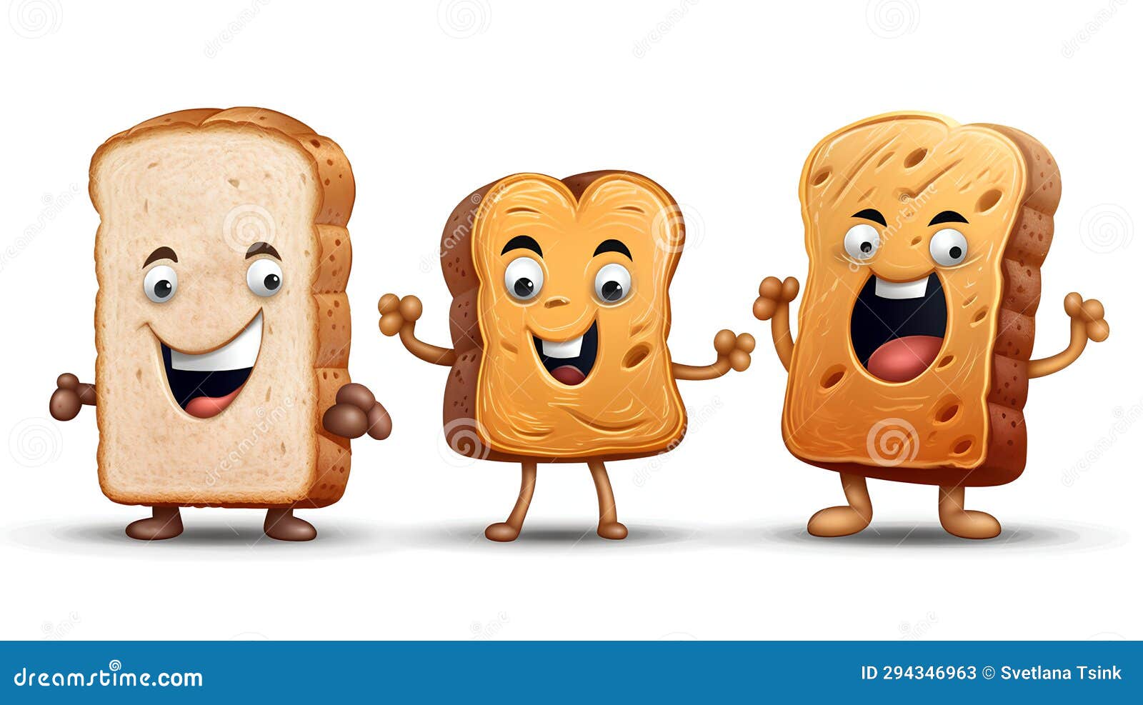 3d-visualized Illustration of the Cartoon Character Bread. Stock ...