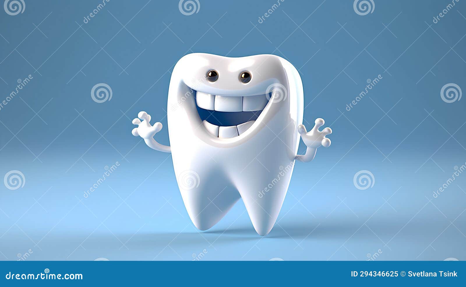 3d-visualized Illustration of a Snow-white Tooth with a Smile. Stock ...