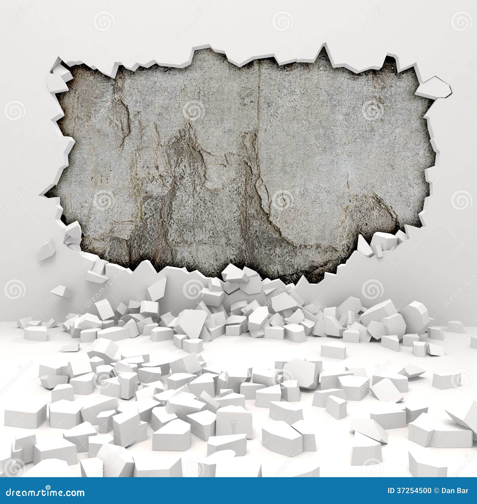 3d wall destruction stock illustration. Illustration of collapse - 37254500