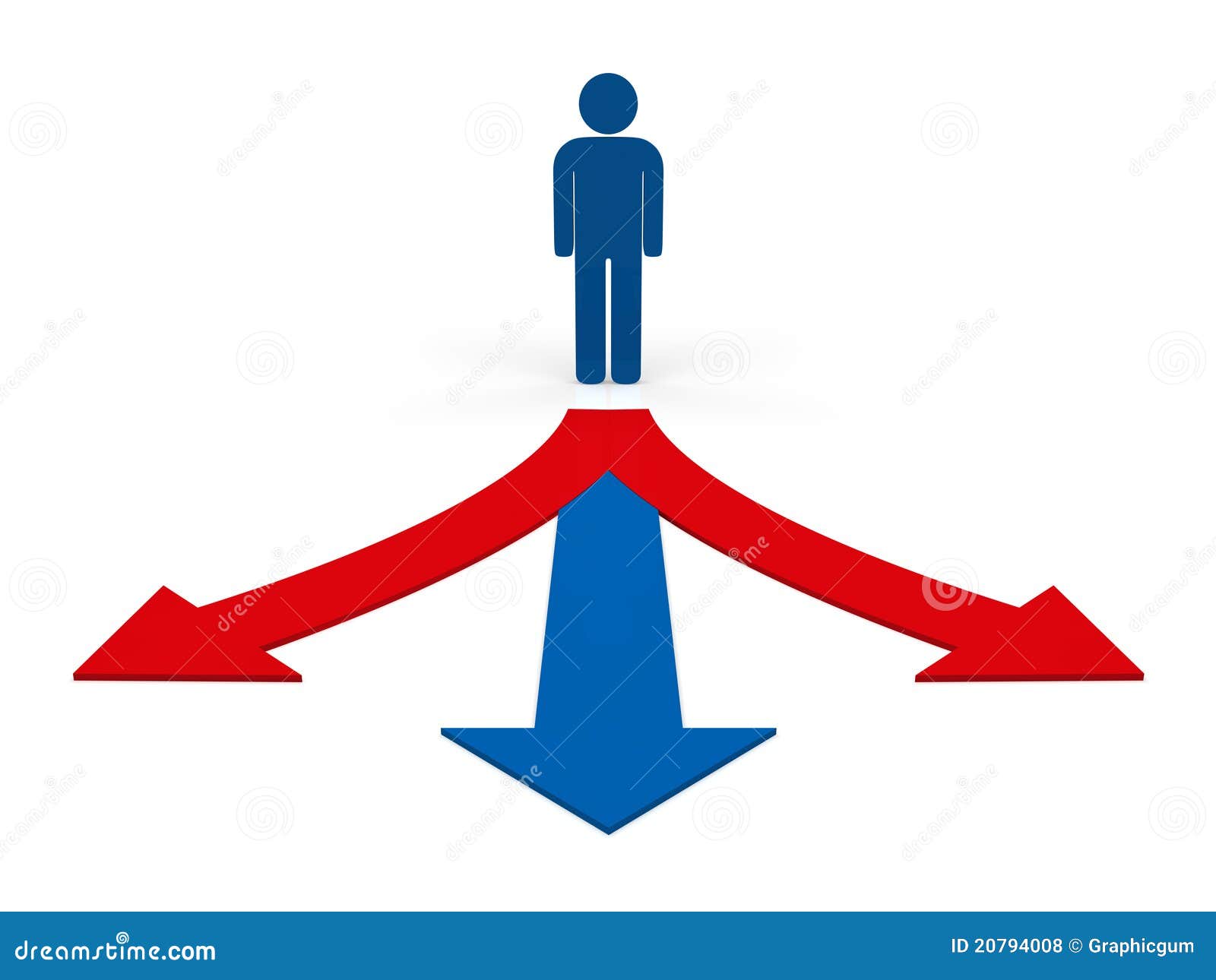3d way arrow man stock illustration. Illustration of employee - 20794008