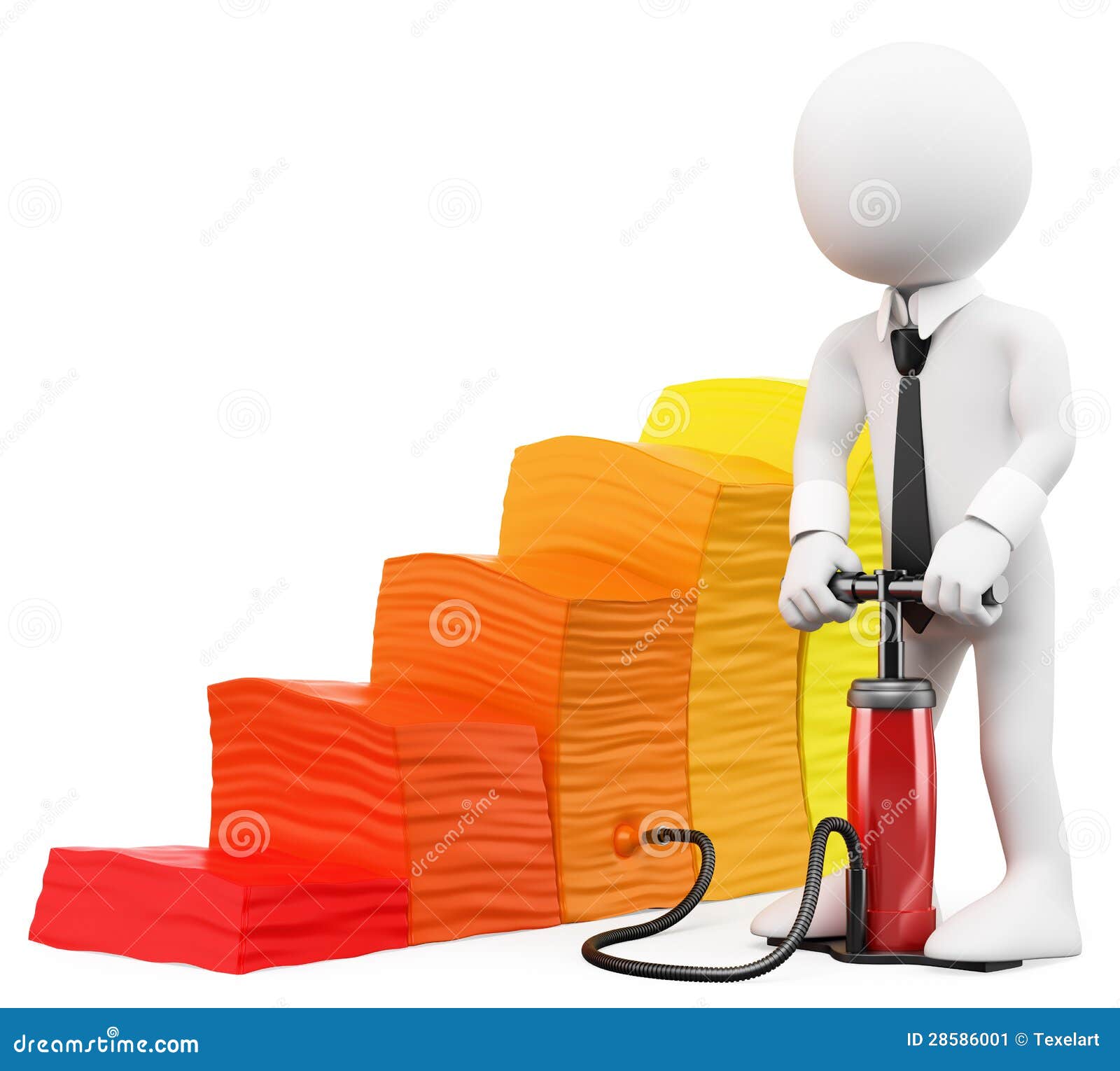 3D White Business People. Inflation Metaphor Stock Illustration ...