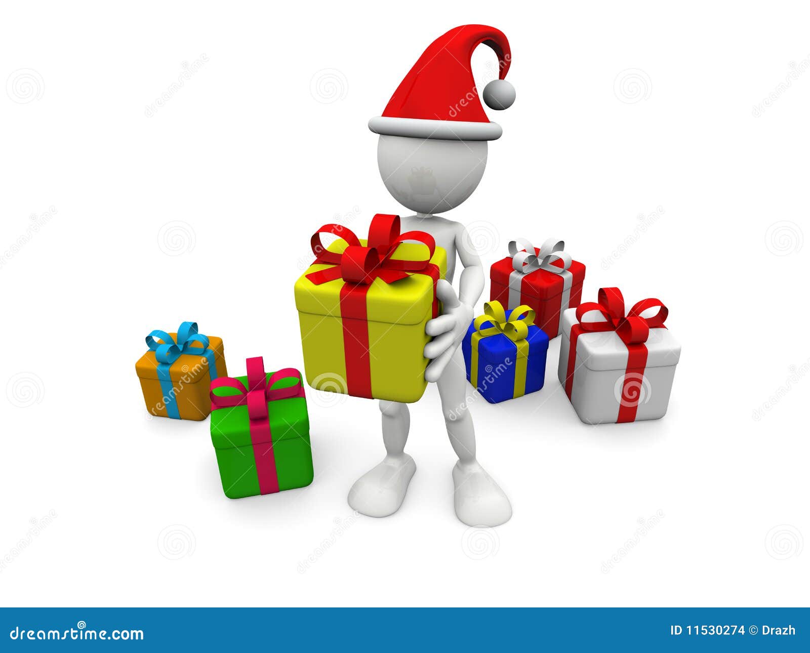 3D White Man with Gift Boxes Stock Illustration - Illustration of ...