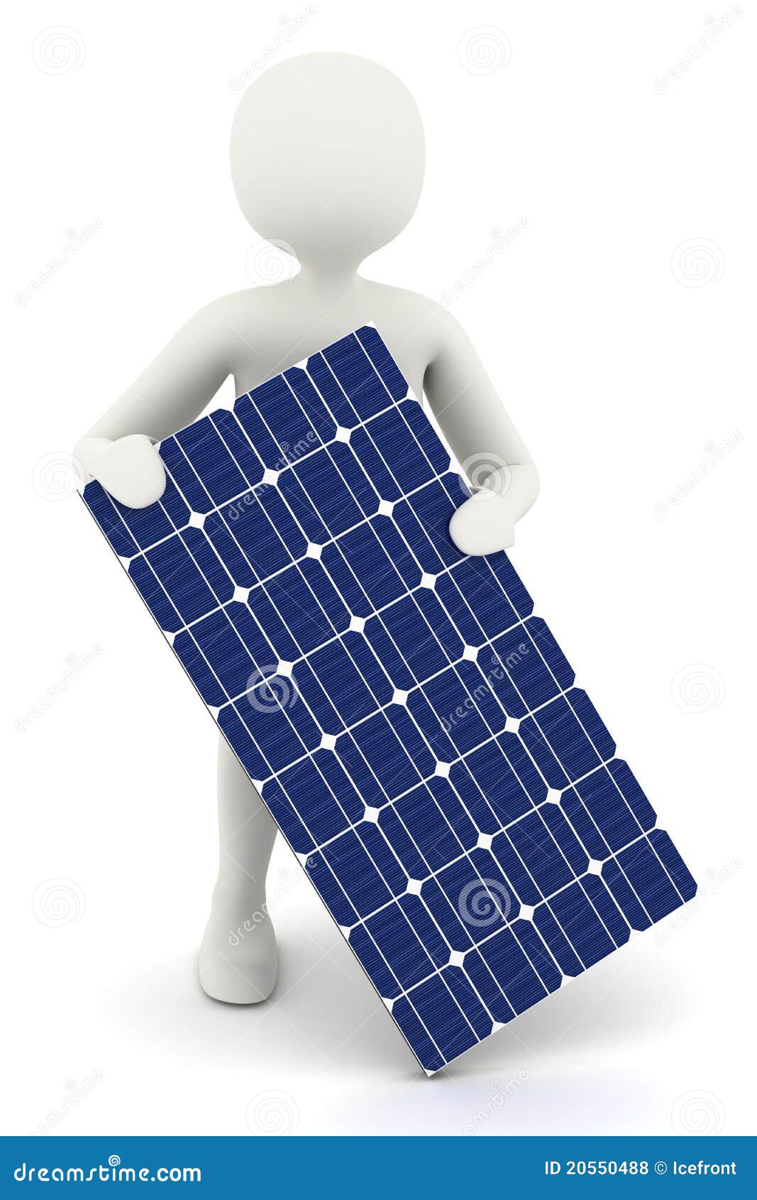 3d White Man Holding Solar Panel Stock Illustration - Illustration of ...