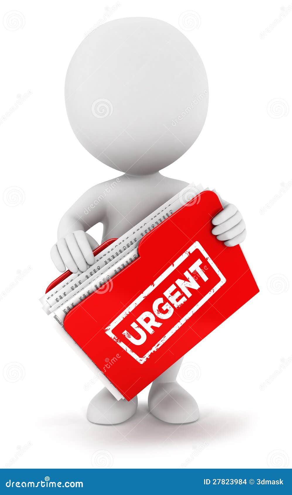 3d White People Consults an Urgent Folder Stock Illustration ...