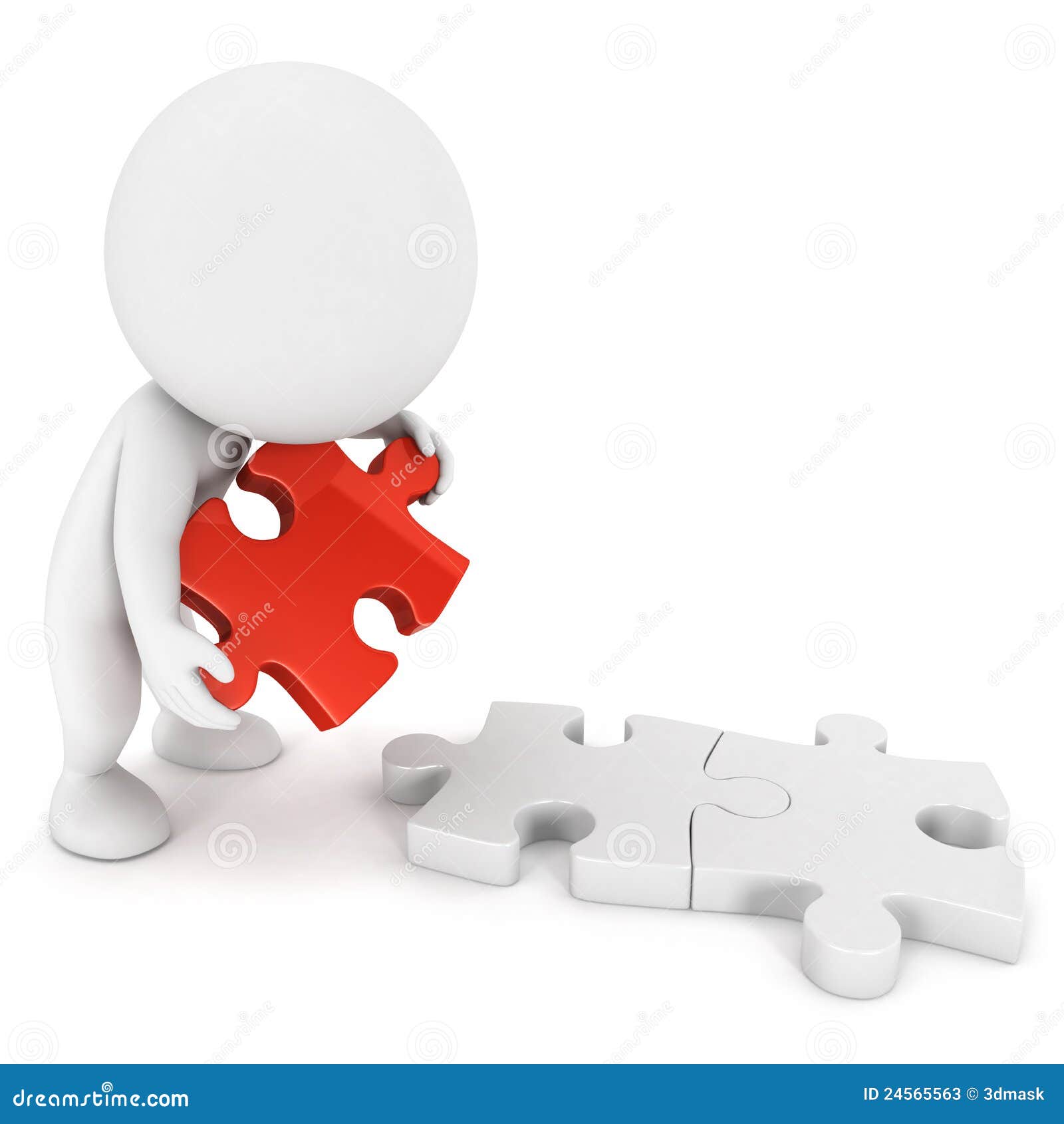 3d White People Doing Puzzle Stock Illustration - Illustration of ...