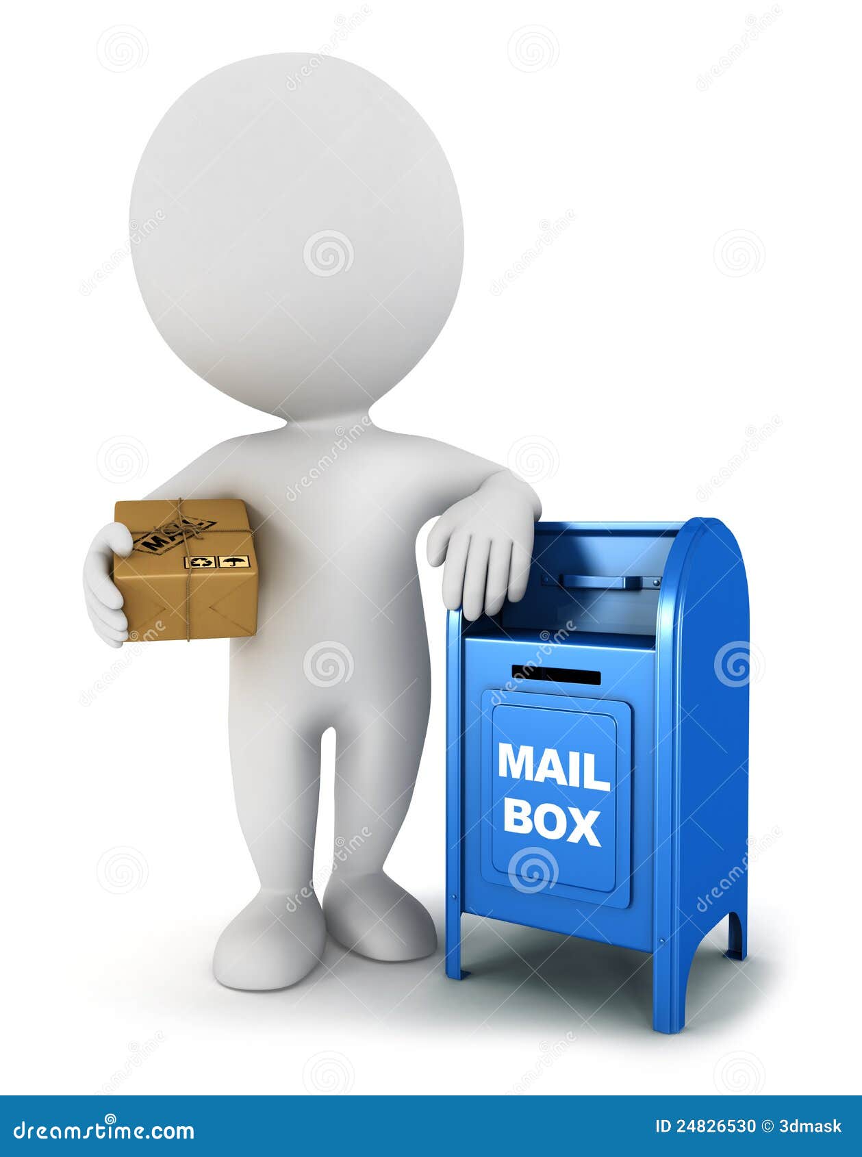 3d White People with a Mail Package Stock Illustration - Illustration ...