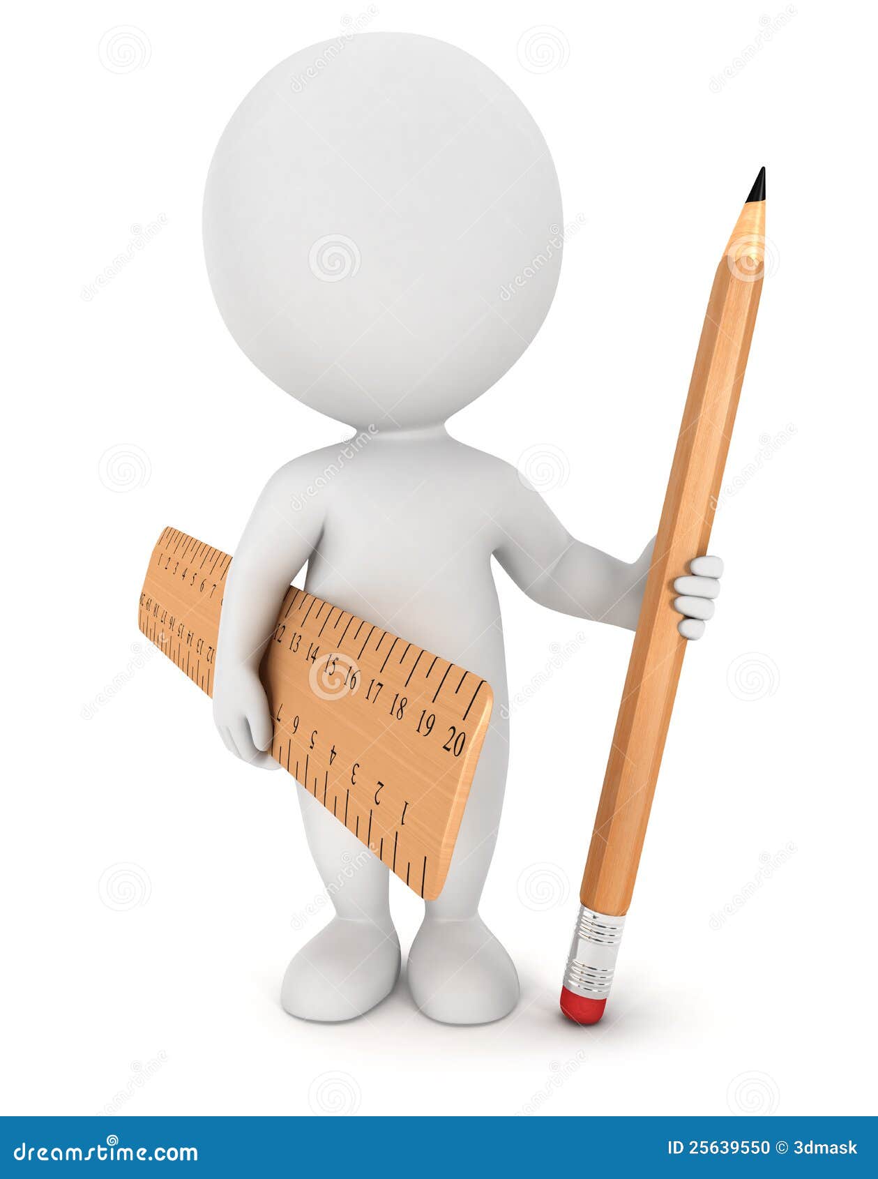 3d White People With Pencil And Ruler Stock Photography | CartoonDealer ...
