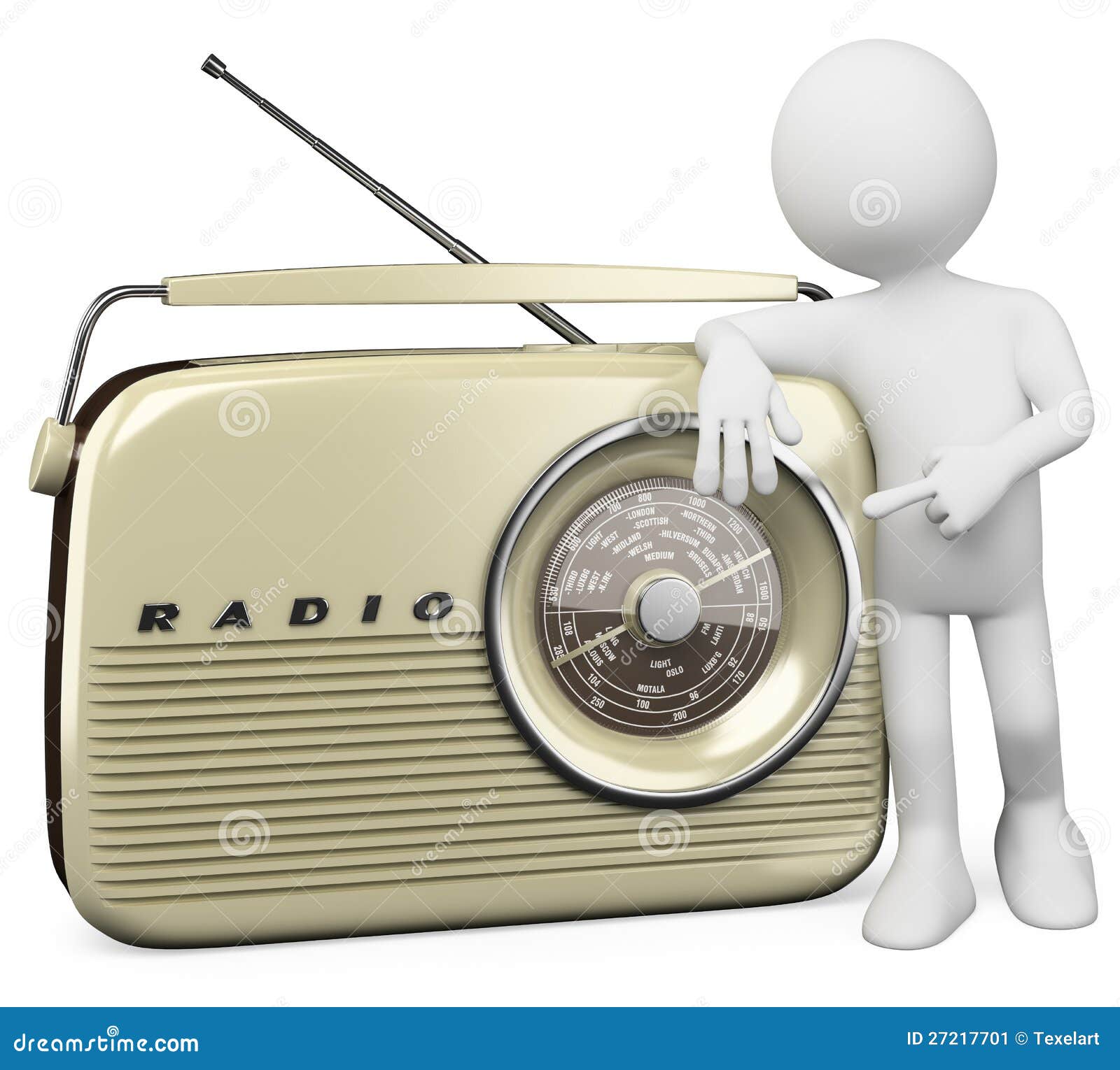 3D White People. Retro Radio Stock Illustration - Illustration of brown ...