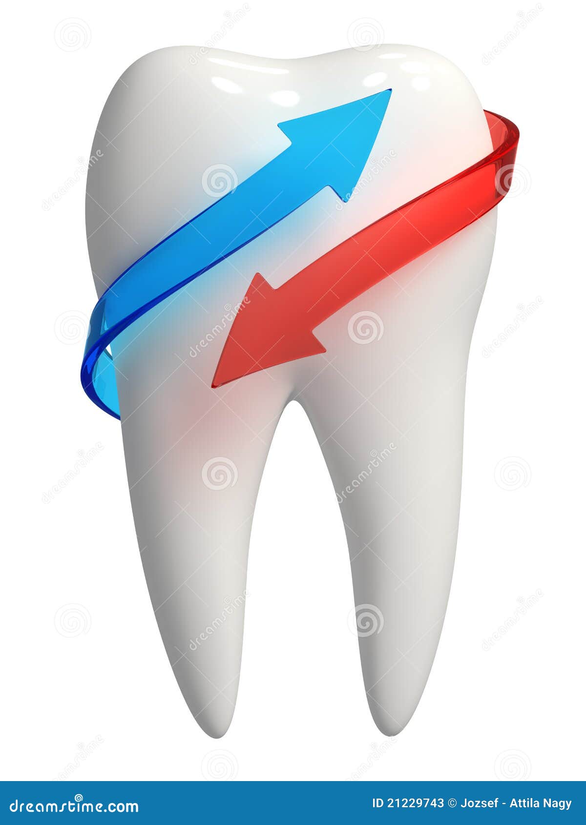 3d White Tooth Icon - Blue and Red Arrow Stock Illustration ...