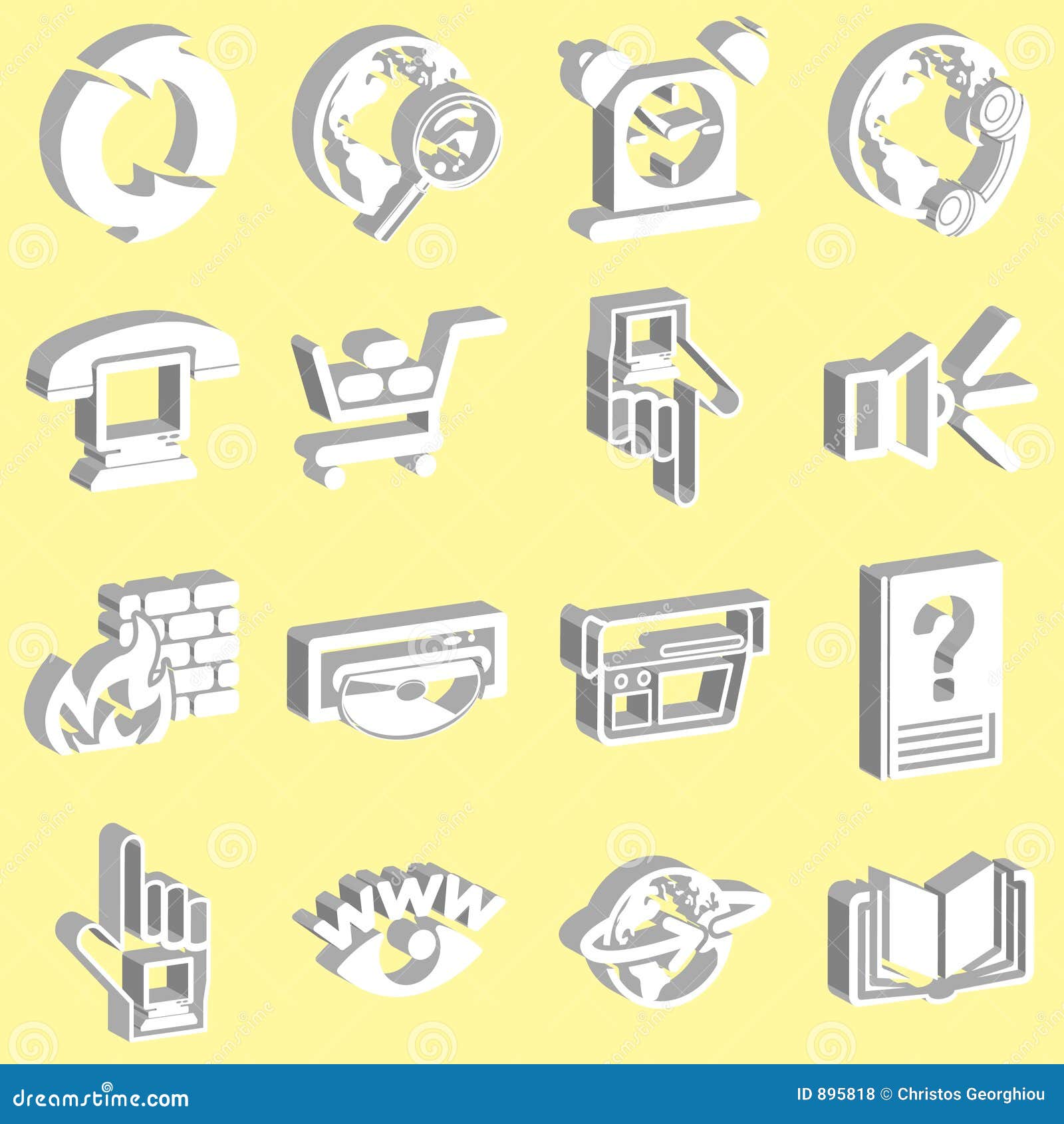 3d white web icons stock vector. Illustration of lock, alarm - 895818