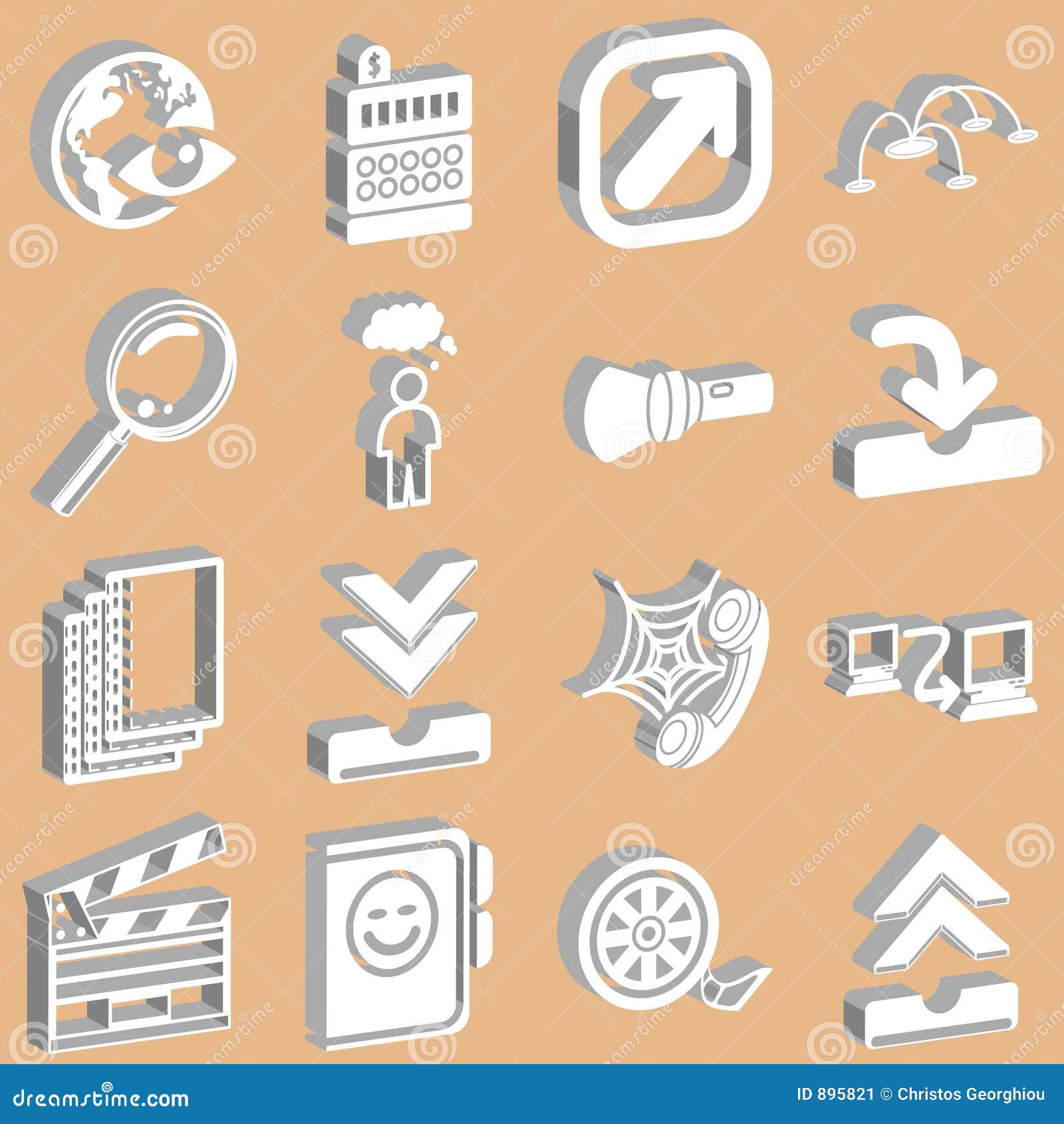 3d white web icons stock vector. Illustration of internet - 895821