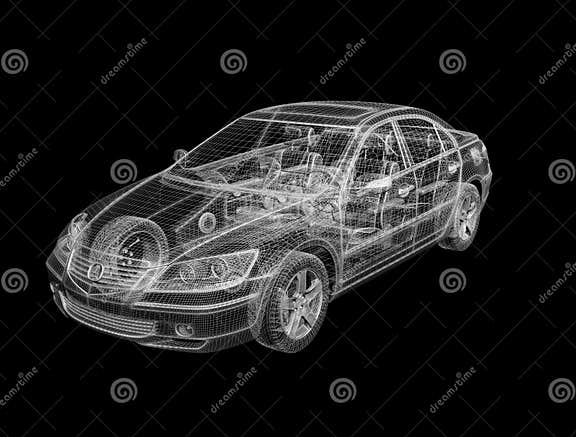 3D wireframe design of car stock illustration. Illustration of modern ...